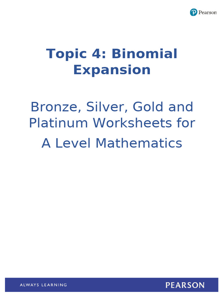 01a4 A2 Pure Topic 4 Binomial Expansion BSG Worksheet | PDF | Mathematics