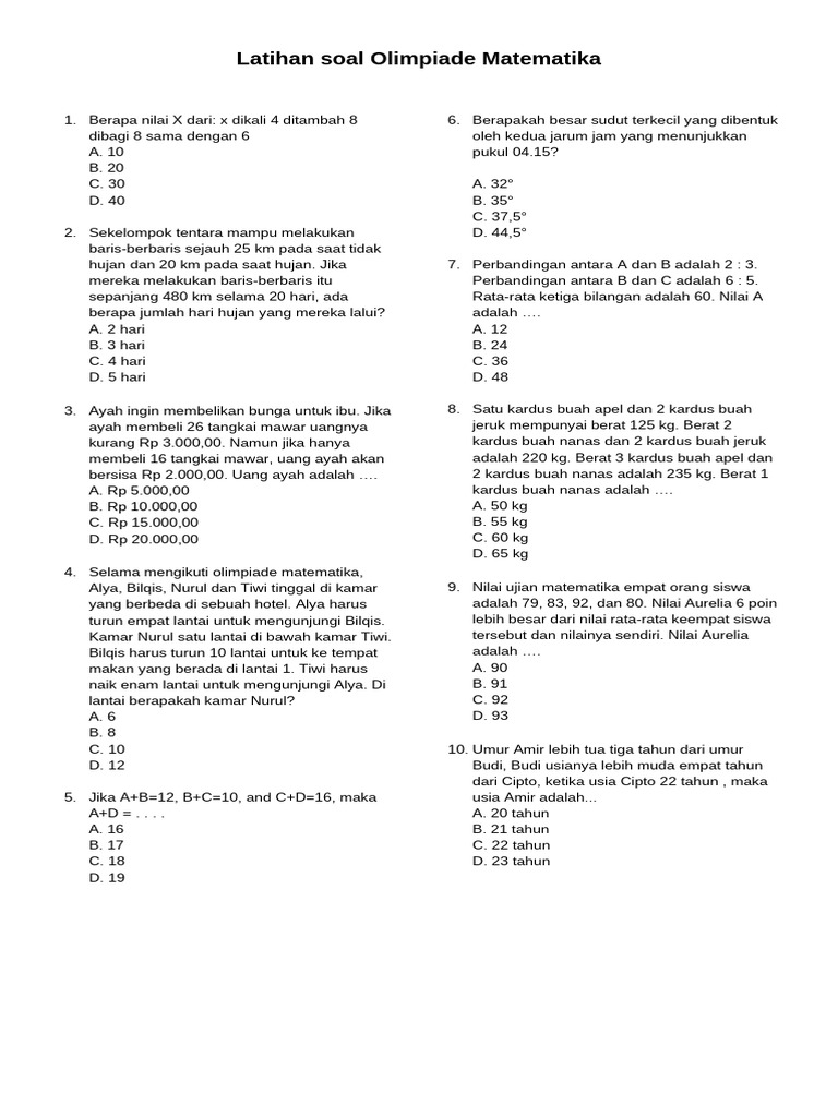 Latihan Soal Olimpiade 1 | PDF