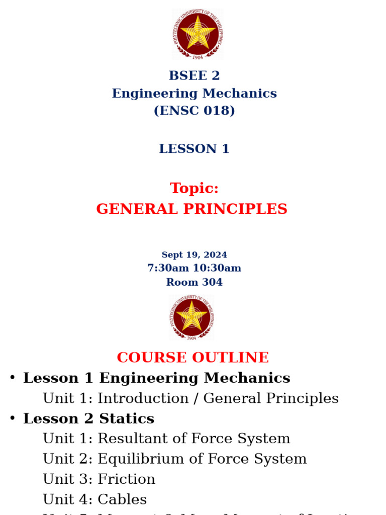 Lesson 1 Intro To Engg Mechanics Sept 19 2024 | PDF | Euclidean Vector | Force