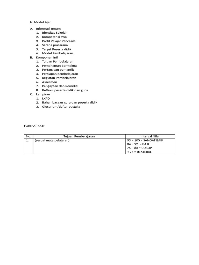 Panduan Modul Ajar dan Evaluasi | PDF