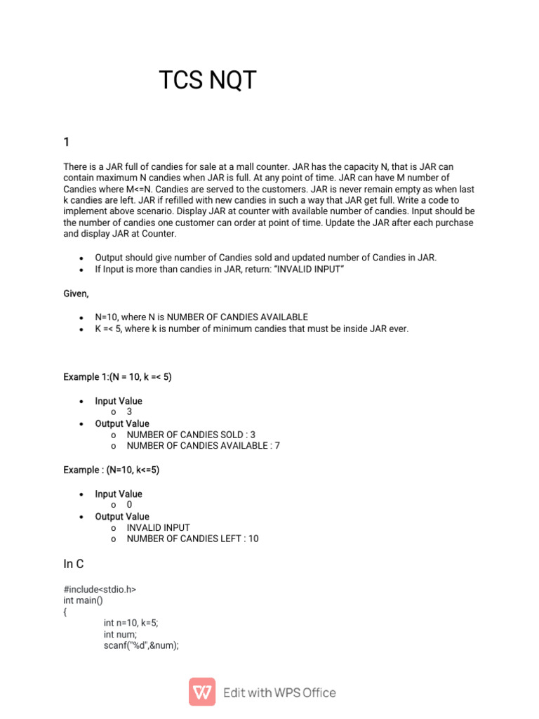 TCS NQT Papers | PDF | Computer Programming | Computer Standards TCS NQT Papers | PDF | Computer Programming | Computer Standards