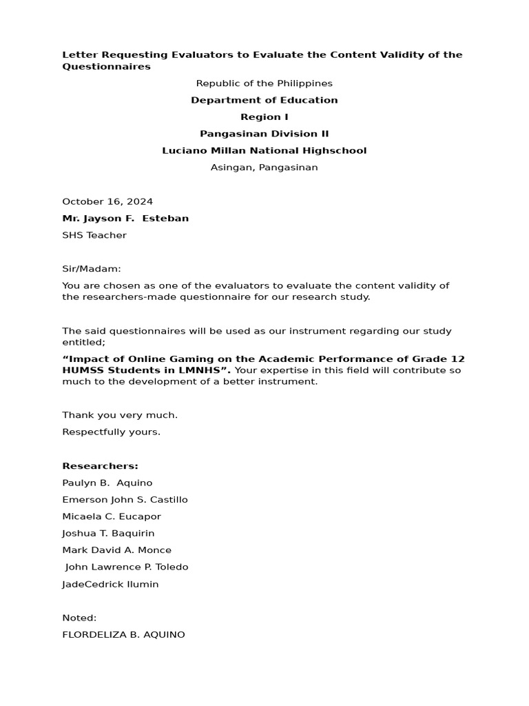 Impact of Online Gaming On The Academic Performance of Grade 12 Humss ...