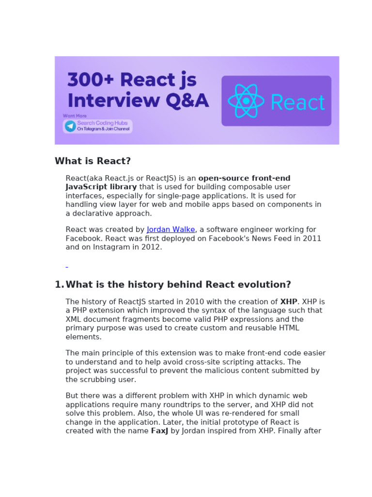 300 React Js Interview Q&A | PDF | Software Development | Computing 300 React Js Interview Q&A | PDF | Software Development | Computing