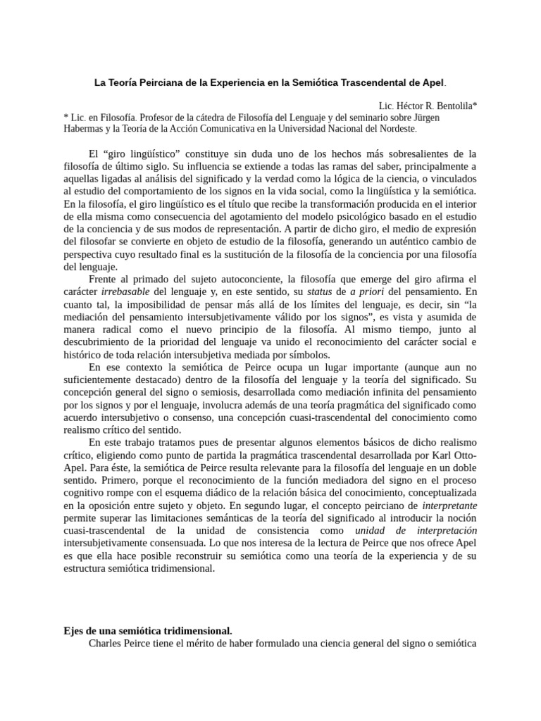Experiencia en Peirce | PDF | Charles Sanders Peirce | Verdad
