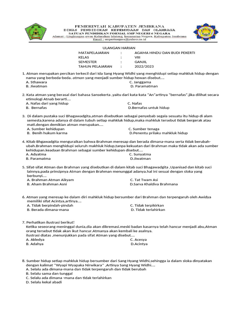 Soal Agama Kelas 8 2022 2023 | PDF