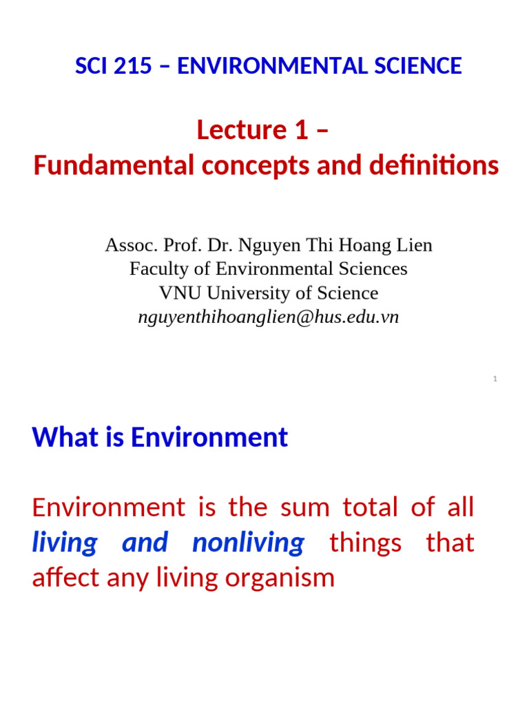 Lecture 1 - Concepts and Definitions | PDF | Natural Environment ...