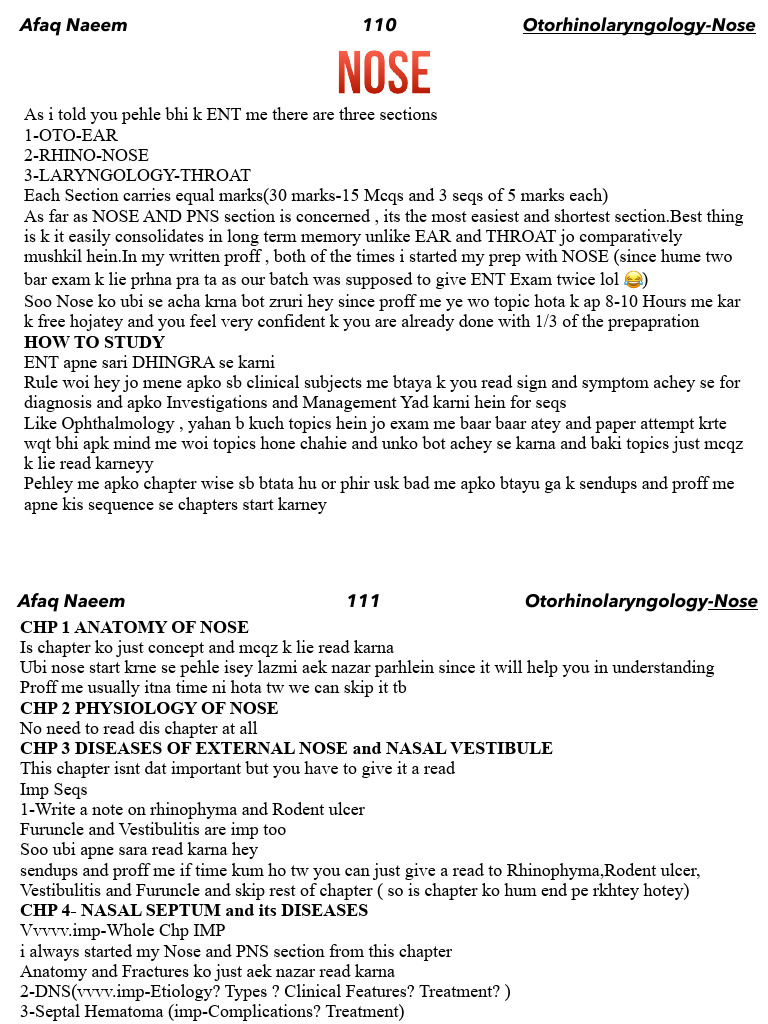 4th Year Guideline (By Afaq Naeem) - 1 | PDF | Otorhinolaryngology ...