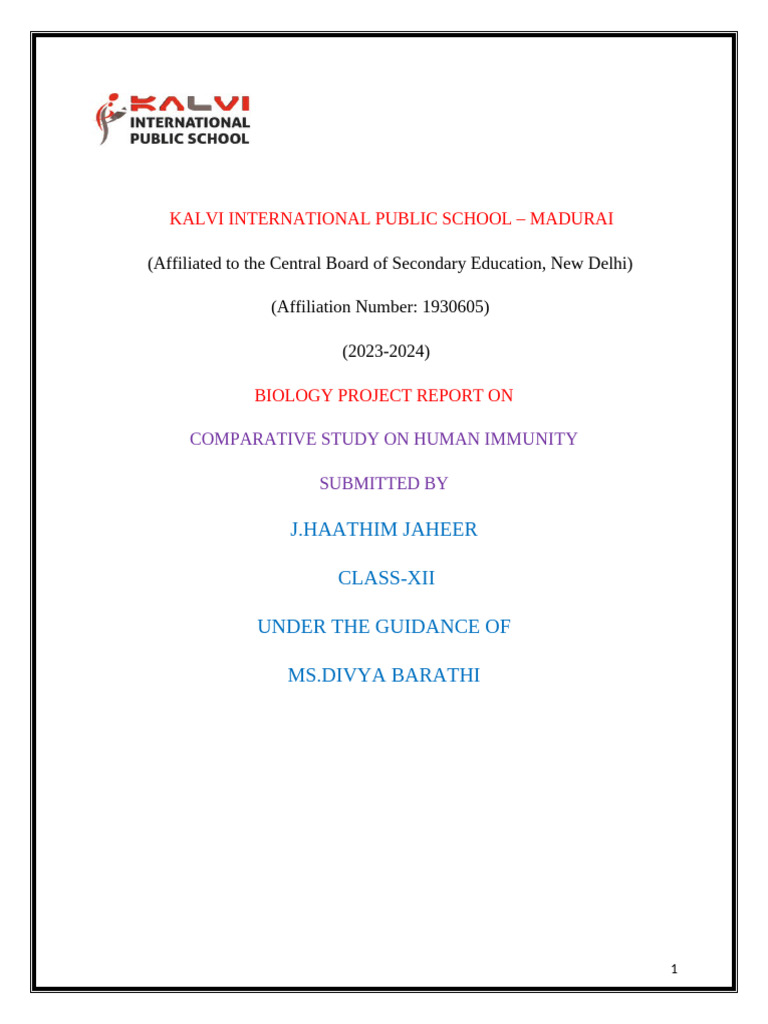 Biology project | PDF | Immune System | Innate Immune System
