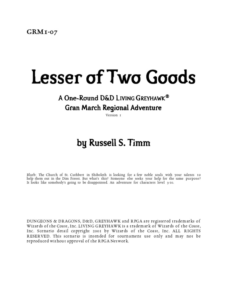 GRM1-07 Lesser of Two Goods (3E) | PDF