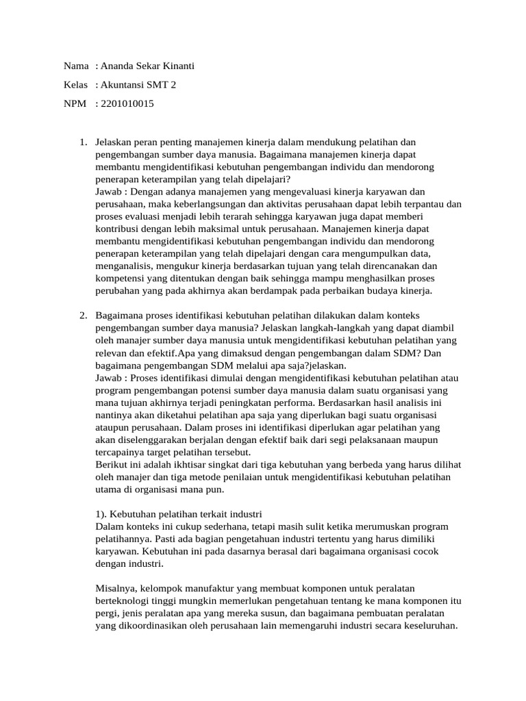 Uas MSDM SMT 2 | PDF | Karier & Perkembangan | Bisnis