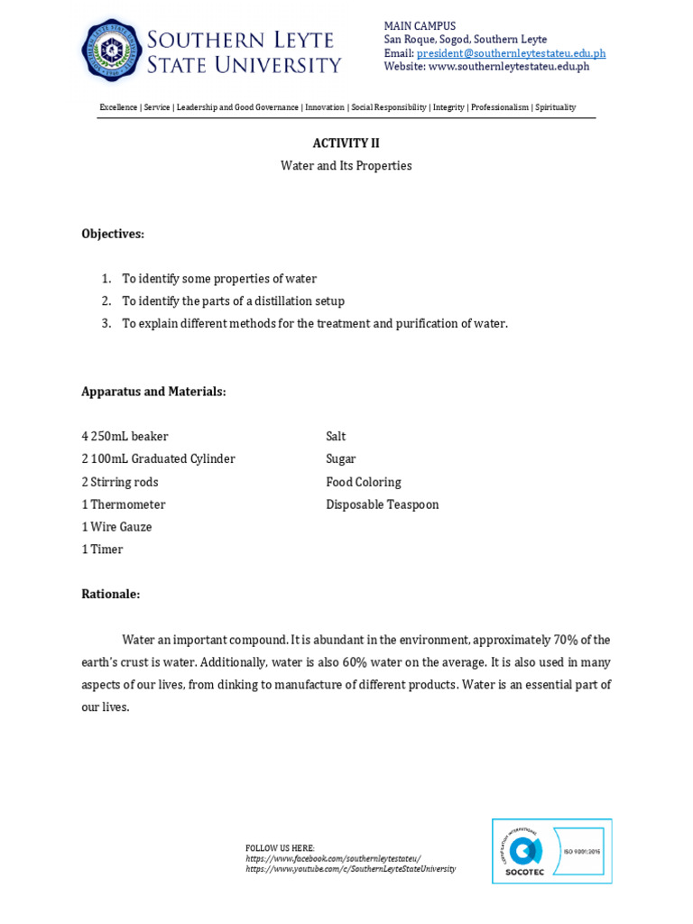 ACTIVITY-II | PDF | Water | Physical Sciences