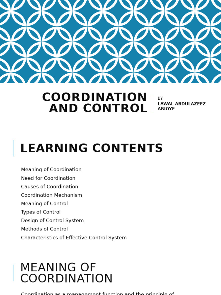 Coordination and Control | PDF | Business | Business Economics