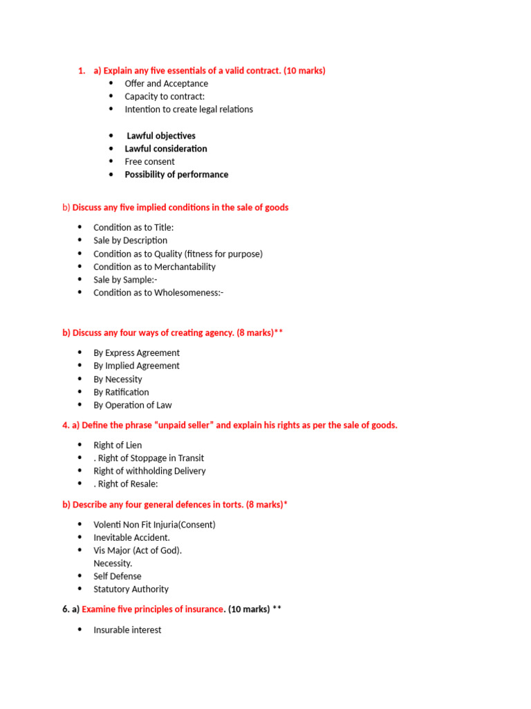 Business Law Question and Answer | PDF | Legal Liability | Patent