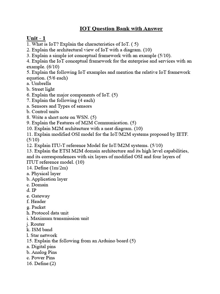 IOT Question Bank With Answer | PDF | Computer Network | Radio ...