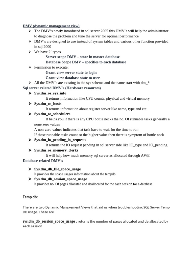 DMVS AND DBCCS (1) | PDF | Microsoft Sql Server | Databases