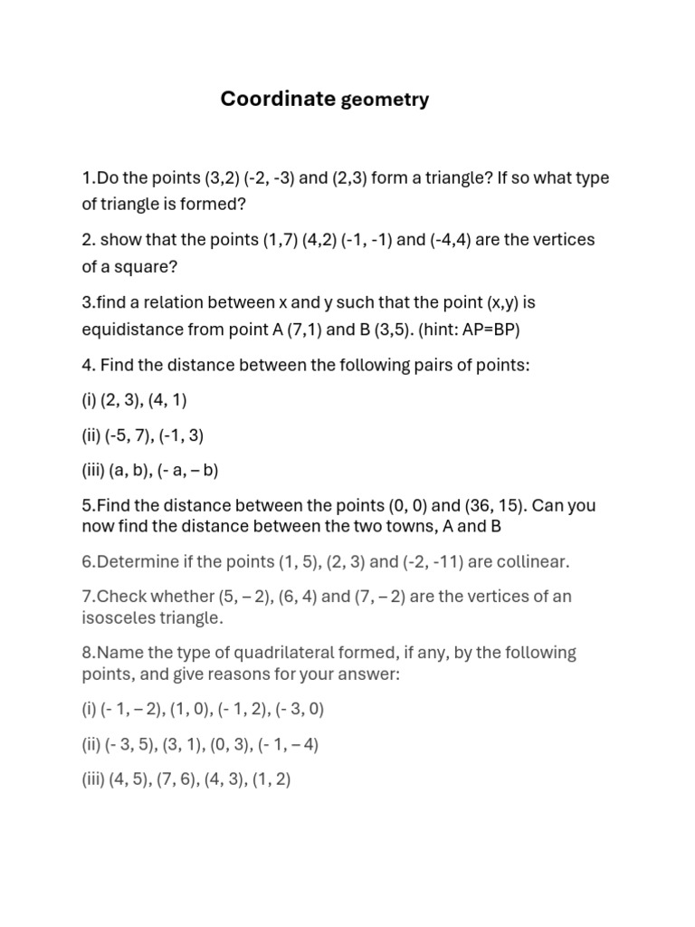 Coordinate geometry | PDF | Line (Geometry) | Analytic Geometry