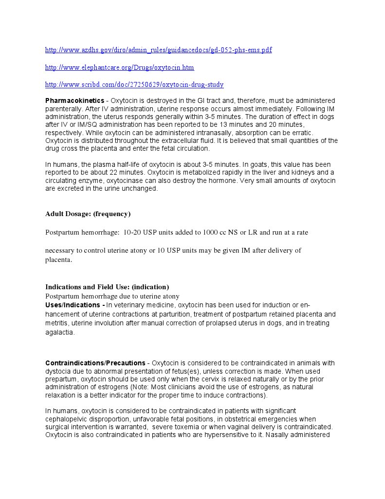 Oxytocin Drug Study | Uterus | Adverse Effect