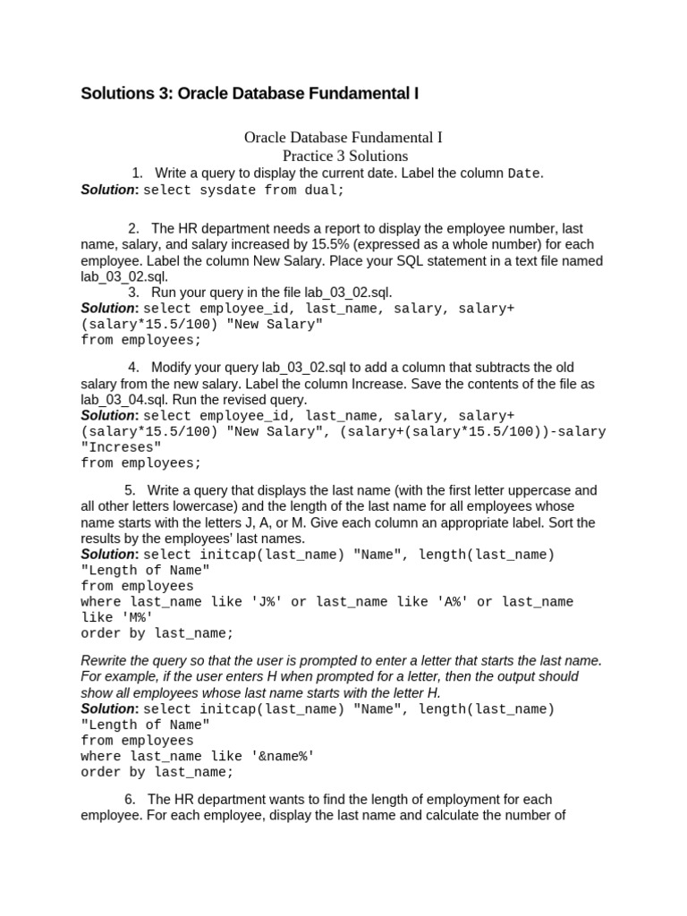 Solutions 3(SQL) | PDF | Sql | Salary