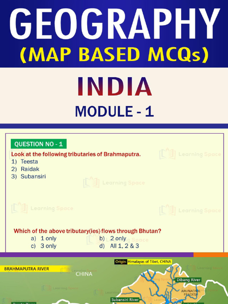 Geography Map Based MCQs (India) - Module 1 | PDF