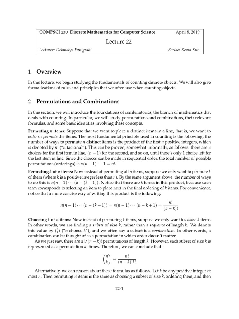 Permutation and Combination | PDF | Set (Mathematics) | Permutation