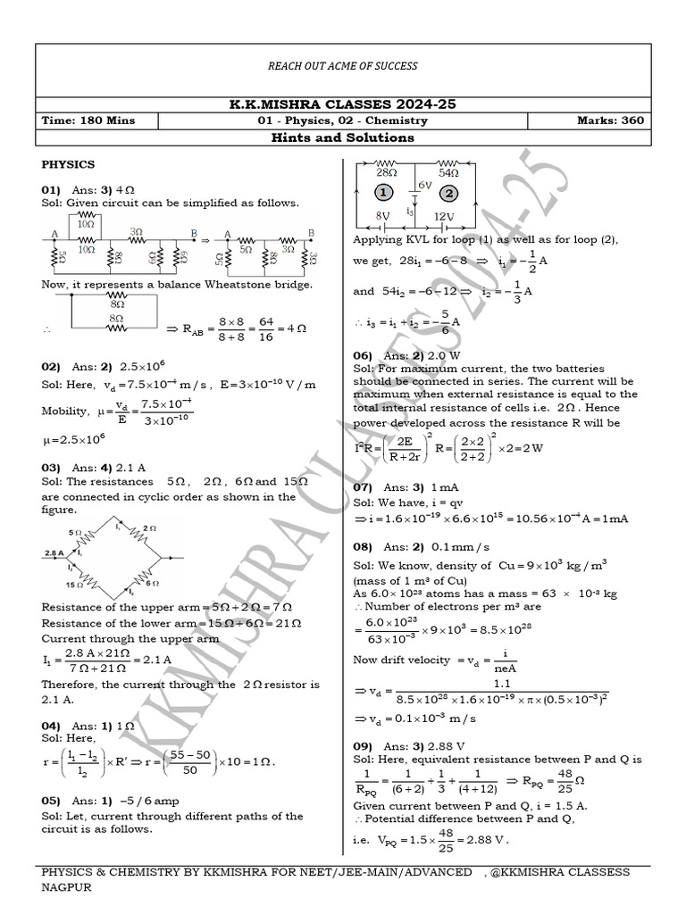 159560 Electricity and Solution Sol | PDF | Applied And Interdisciplinary Physics | Physical ...