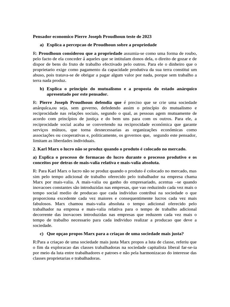 Proudhon, Marx e o Corporativismo Econômico | PDF | Economia ...