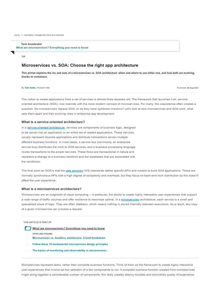 Microservices vs. SOA - Choose The Right App Architecture - TechTarget ... Microservices vs. SOA - Choose The Right App Architecture - TechTarget ...