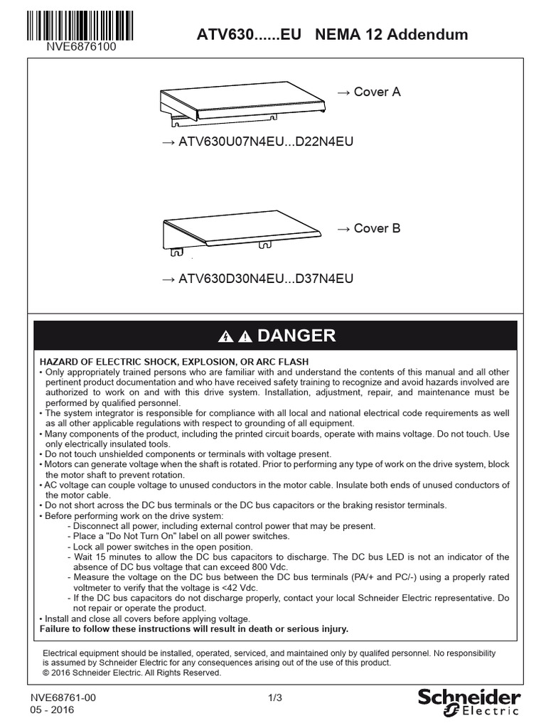 ATV600 IS NEMA 12 Addendum NVE68761 00 | PDF | Voltage | Direct Current