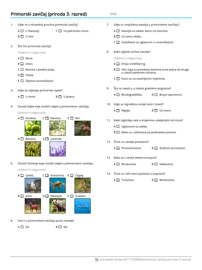 Primorski Zavicaj Priroda 3 Razred | PDF