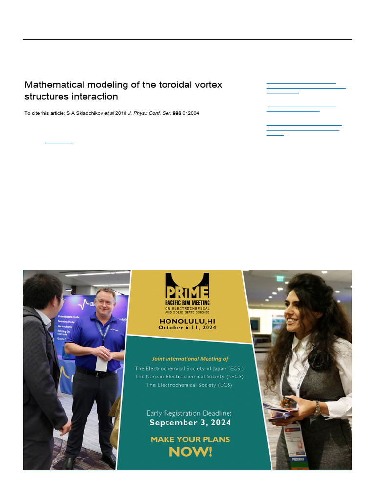 Mathematical Modeling of The Toroidal Vortex Structures Interaction | PDF | Vortices | Fluid ...