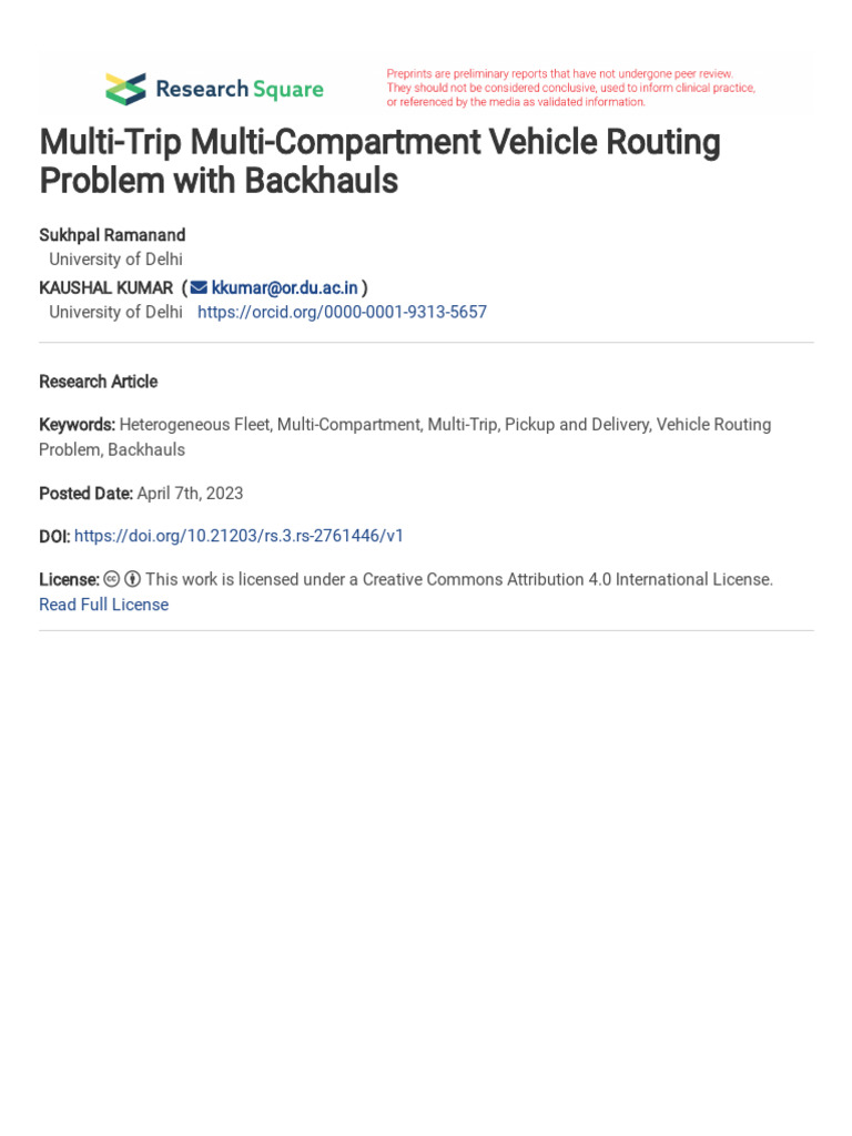Multi-Trip Vehicle Routing with Backhauls | PDF | Metaheuristic ...