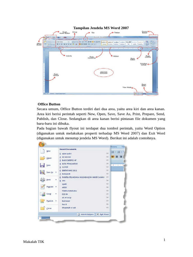 Tampilan Jendela MS Word 2007 | PDF