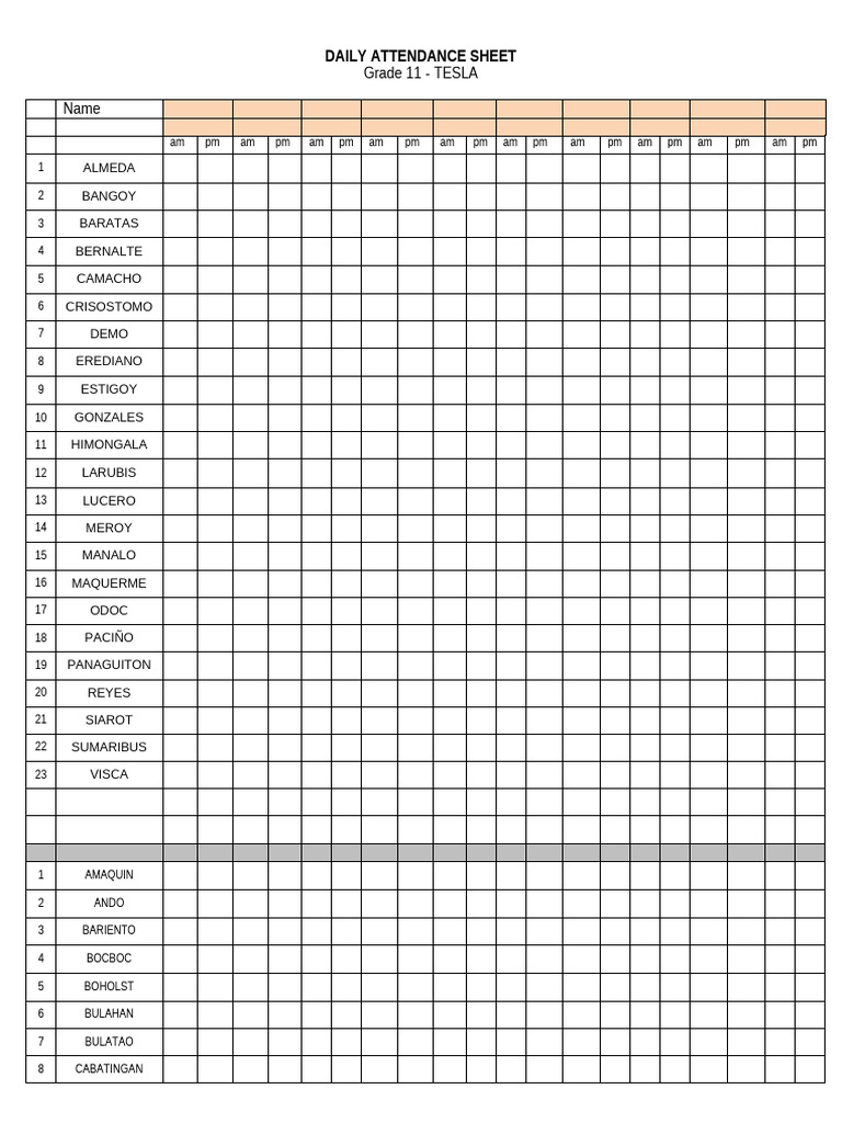 Attendance Template For Learners | PDF