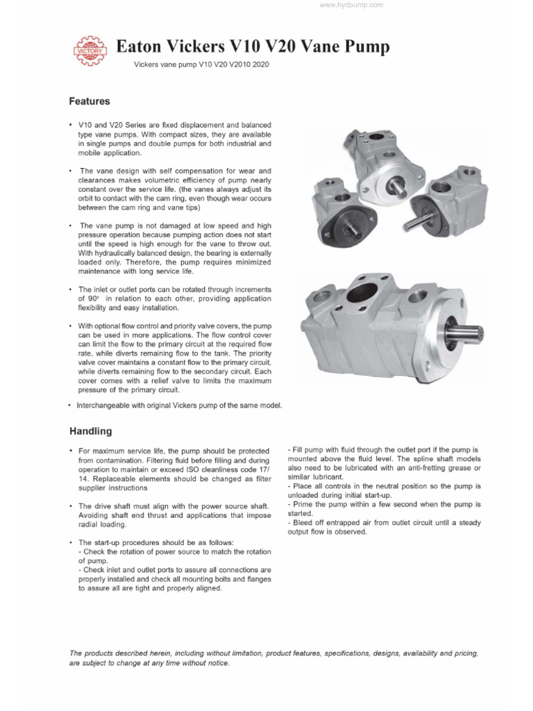 Stearing Pump - V10 V20 - V10 and V20 | PDF