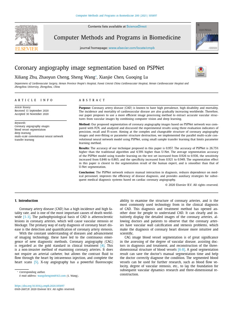 Coronary Angiography Image Segmentation Based On PSPNet | PDF | Image Segmentation | Deep Learning
