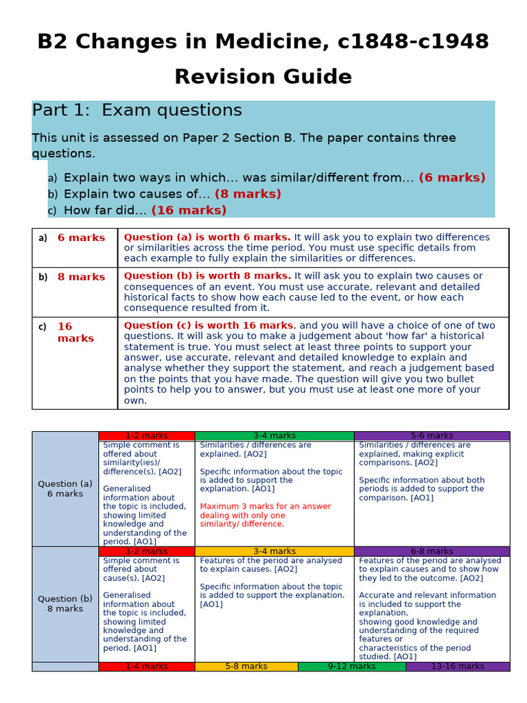 Revision Guide B2 Changes in Medicine c1845 c1945 1 | PDF | Penicillin | Surgery