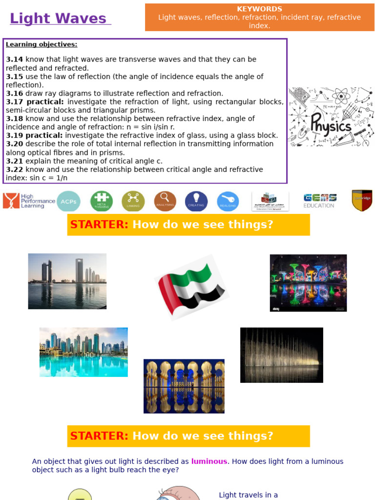 L8-13. Light Waves | PDF | Reflection (Physics) | Refraction