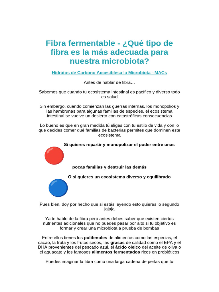 Fibra Fermentable y Microbiota Saludable | PDF | Fermentación | Fibra ...