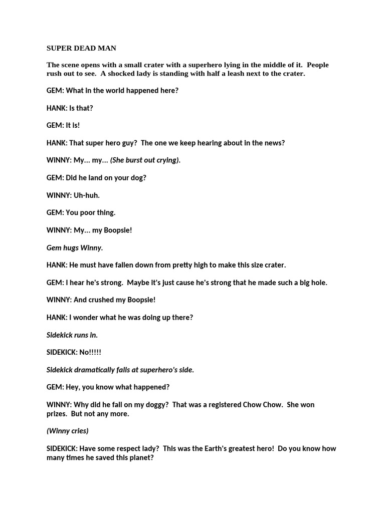 Super Dead Man Script | PDF | Art | Young Adult