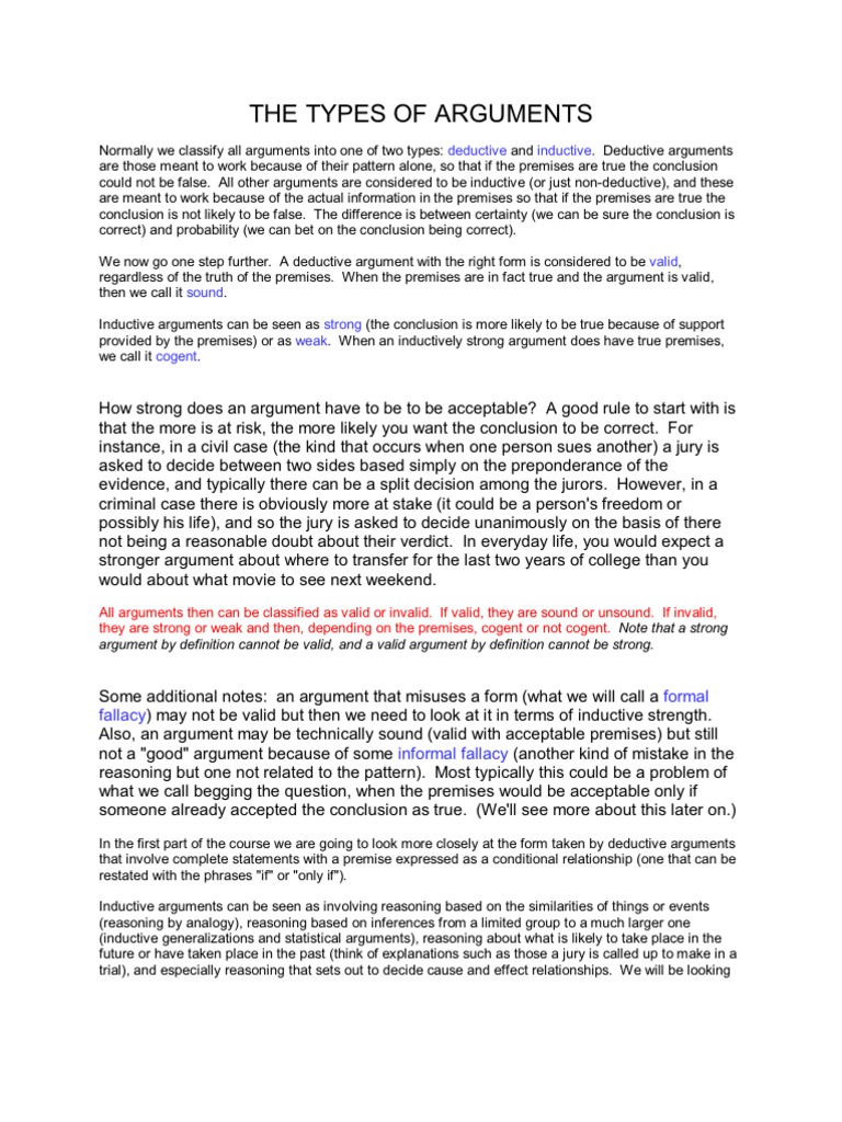 The Types of Arguments | PDF | Validity | Argument