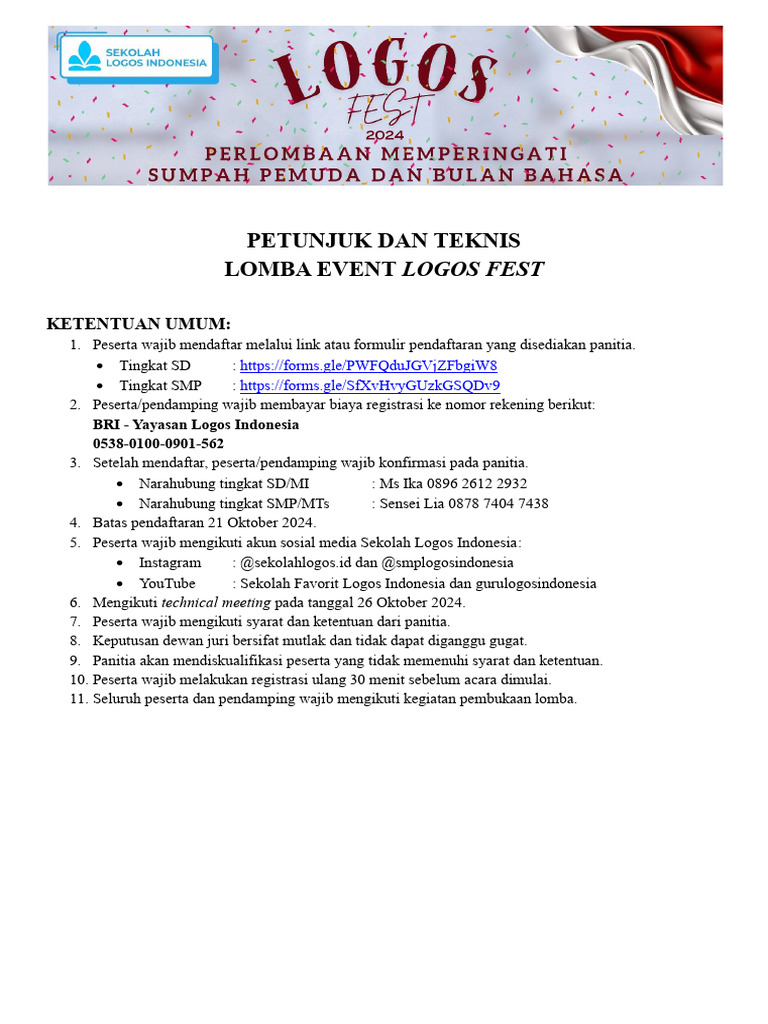 Petunjuk Lomba Event Logos Fest 2024 | PDF