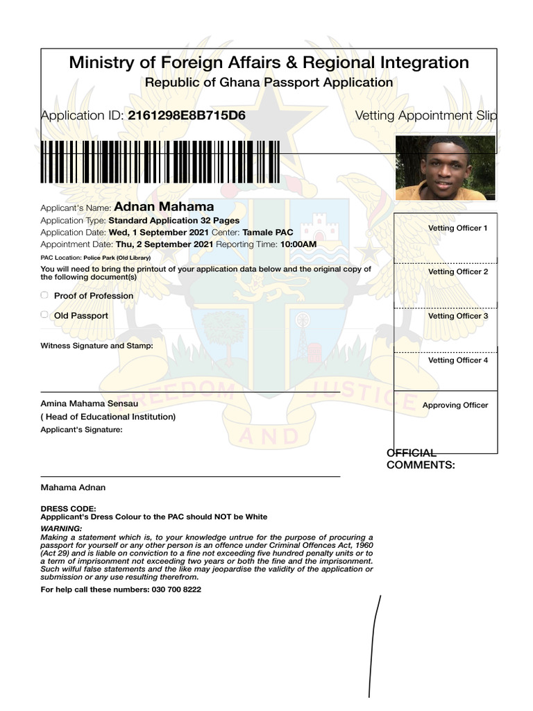 Appointment Slip - Online Passport Application | PDF | Nationality ...
