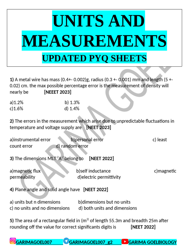 Units and Measurements | PDF | Materials Science | Physical Sciences