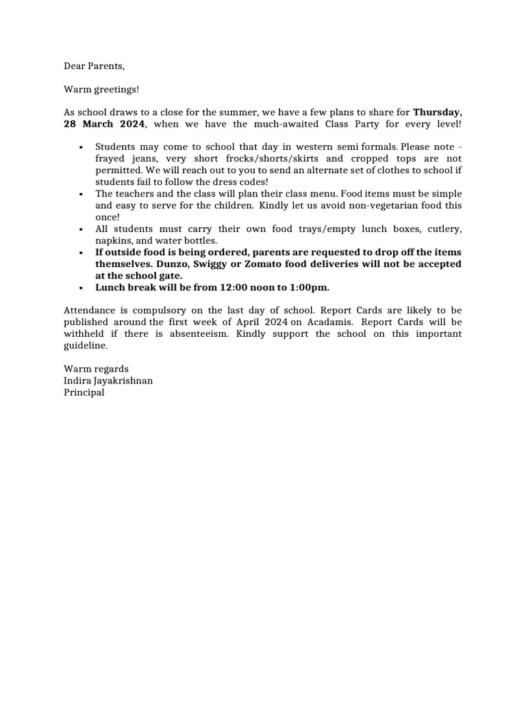 Class Party Circular MY New Grade 91012 | PDF