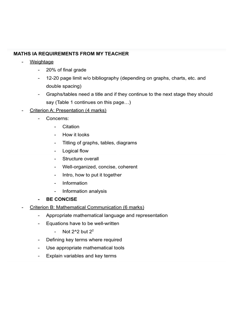 Checklist IA Maths | PDF