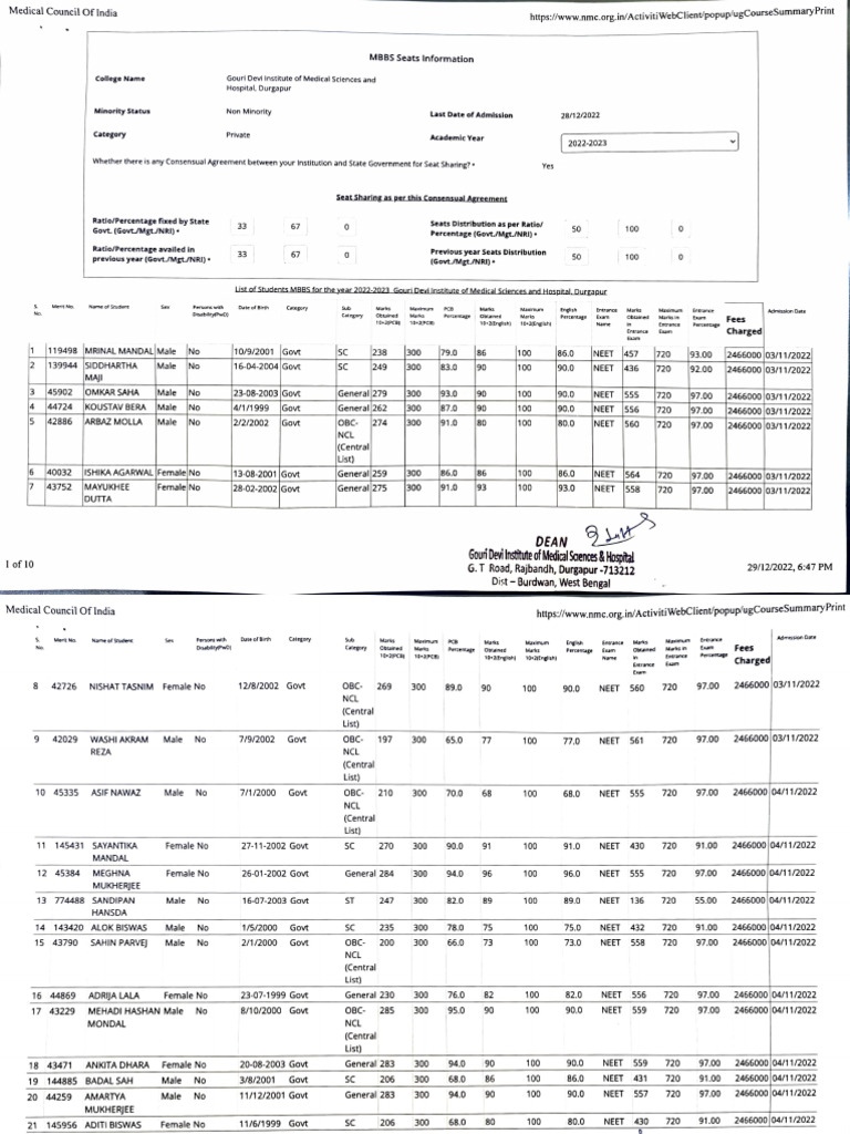 MBBS-SEATS-INFORMATION-NMC | PDF | Educational Stages | Medical Education