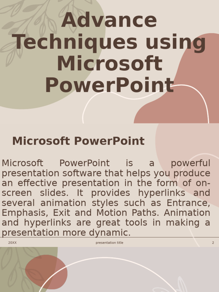 Advanced Microsoft PowerPoint Techniques | PDF | Microsoft Power Point | Computing