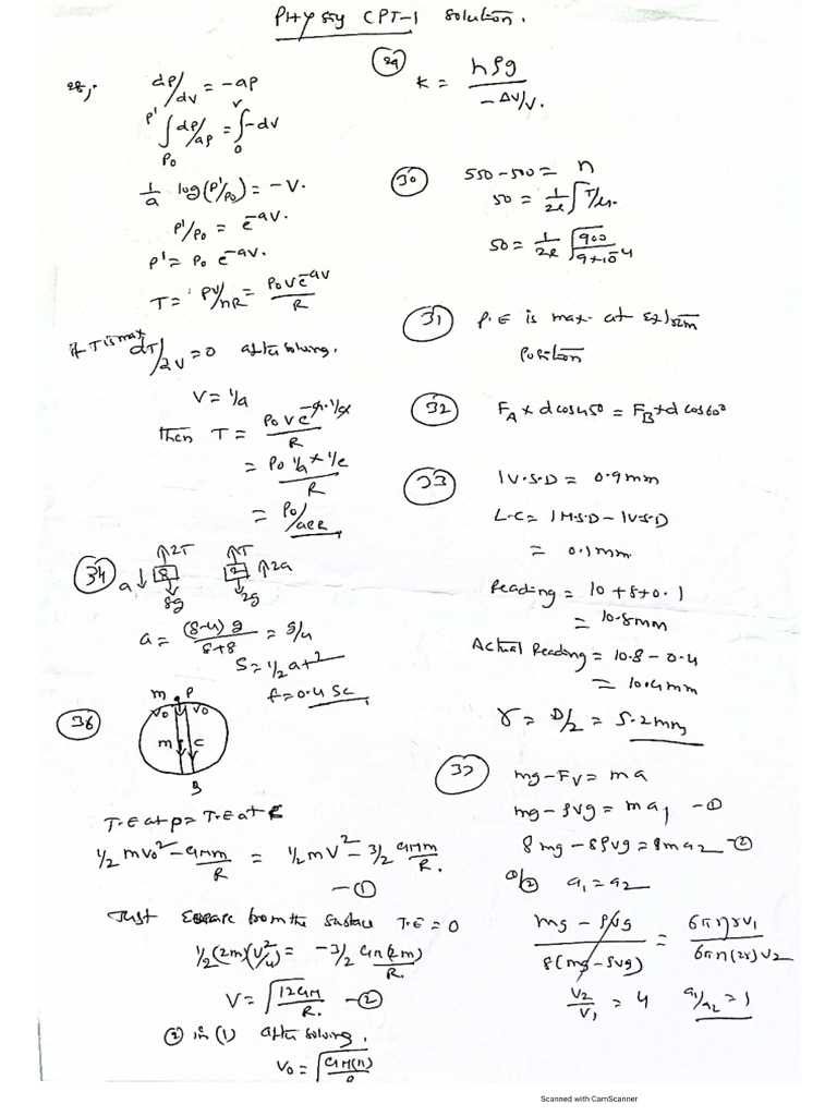 PHYSICS CPT-1 Solution | PDF