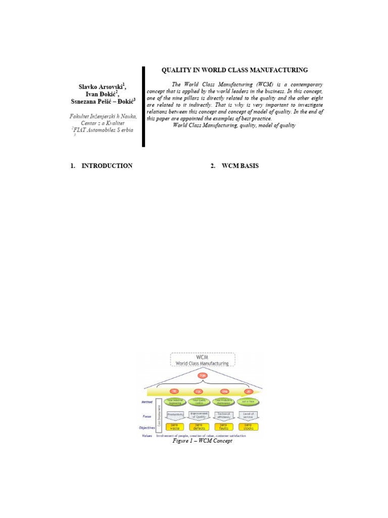 Quality in World Class Manufacturing | PDF | Goal | Business