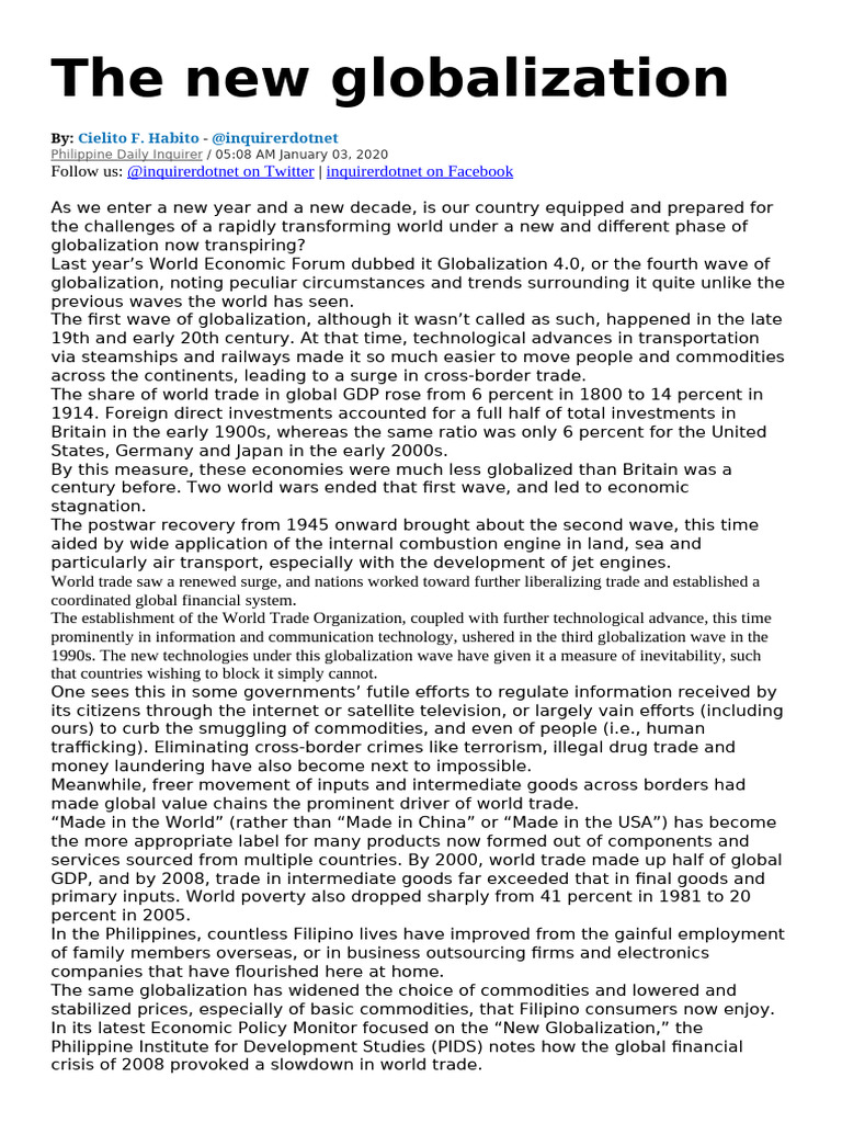 contemp. | PDF | Globalization | Trade